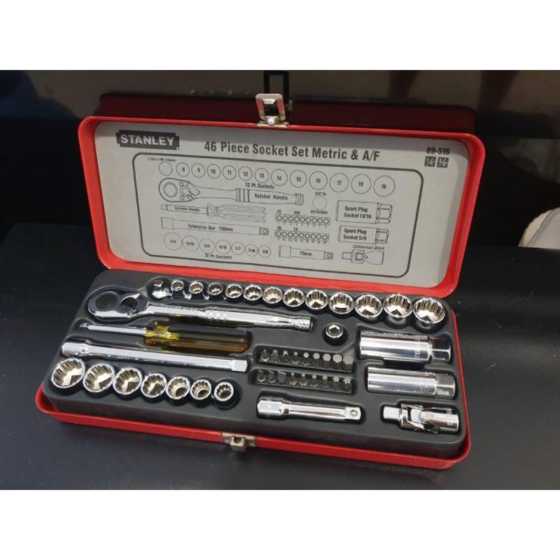 STANLEY 46Pcs 3/8 Drive 12Pt Socket Set 89-516 – Ultimate Tool Set for ...